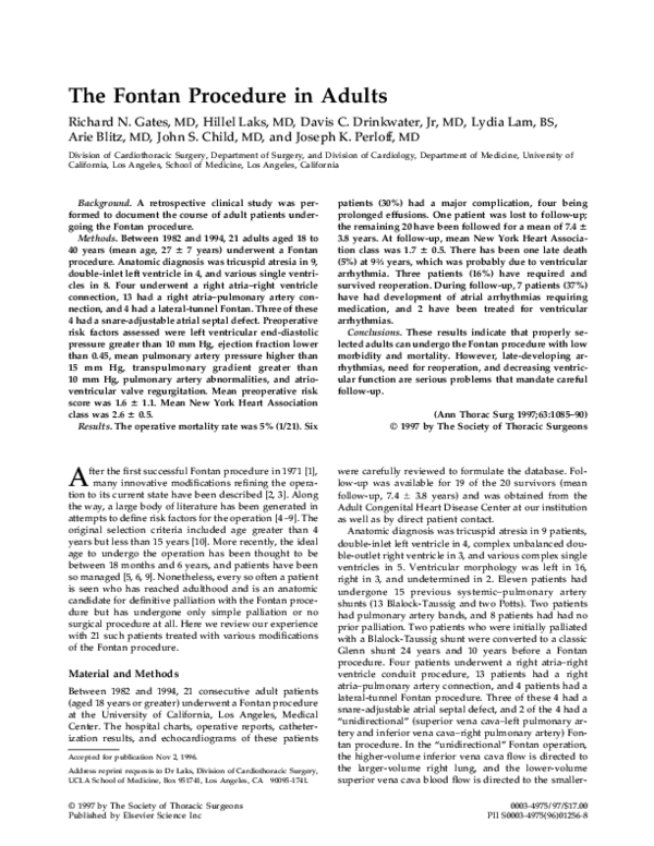 (PDF) The Fontan Procedure in Adults