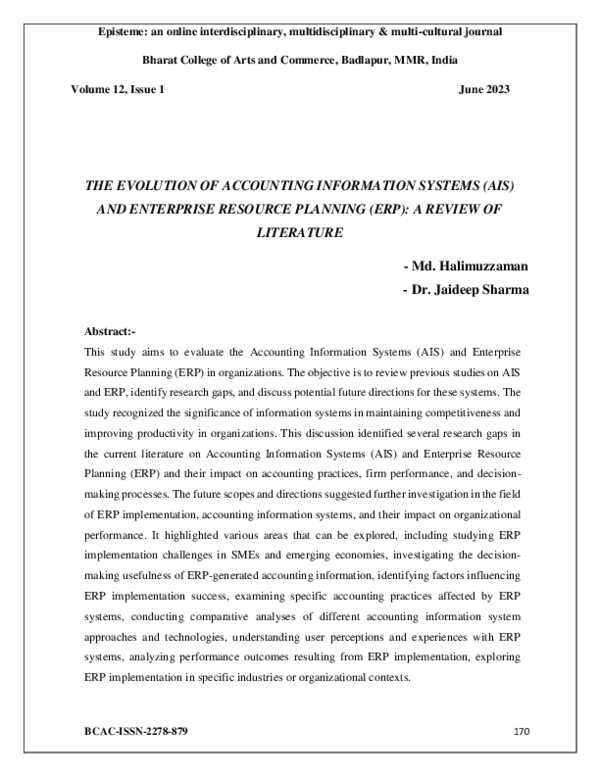 (PDF) THE EVOLUTION OF ACCOUNTING INFORMATION SYSTEMS (AIS) AND ...