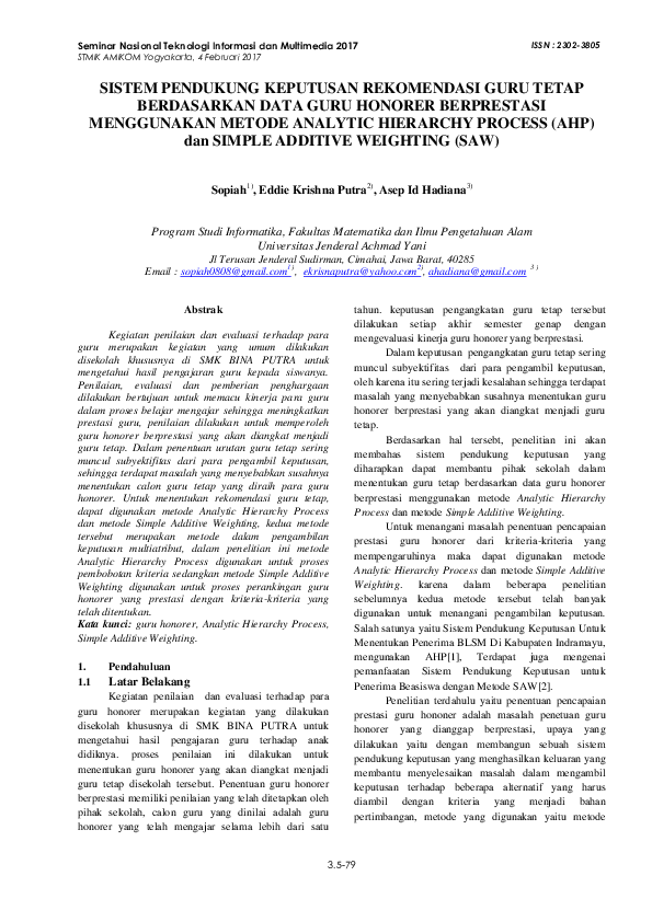 (PDF) SISTEM PENDUKUNG KEPUTUSAN REKOMENDASI GURU TETAP BERDASARKAN DATA GURU HONORER ...
