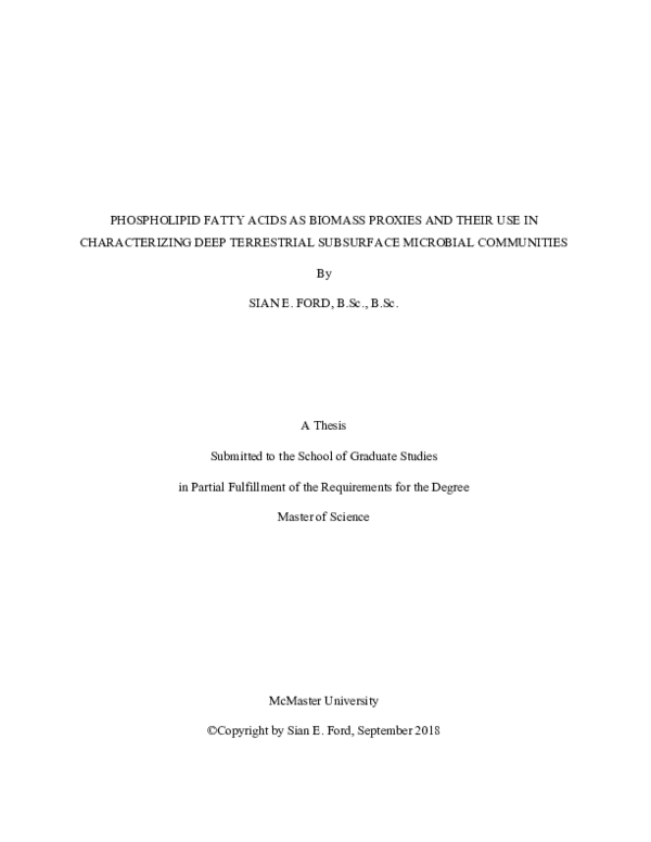 (PDF) Phospholipid Fatty Acids as Biomass Proxies and Their Use in ...