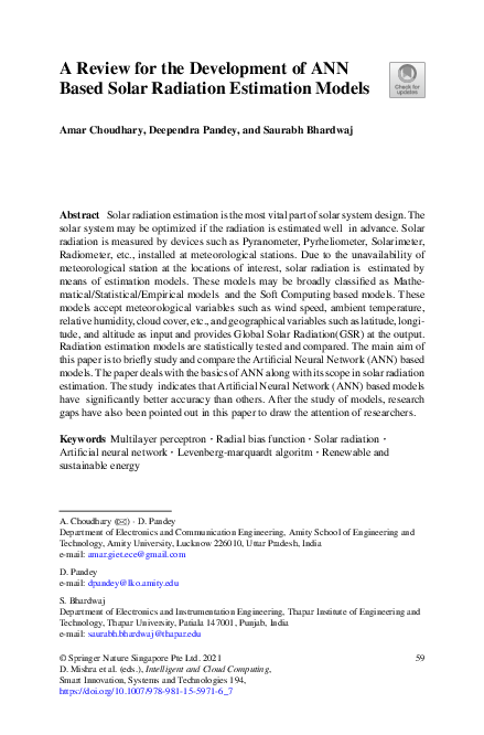 Pdf A Review For The Development Of Ann Based Solar Radiation