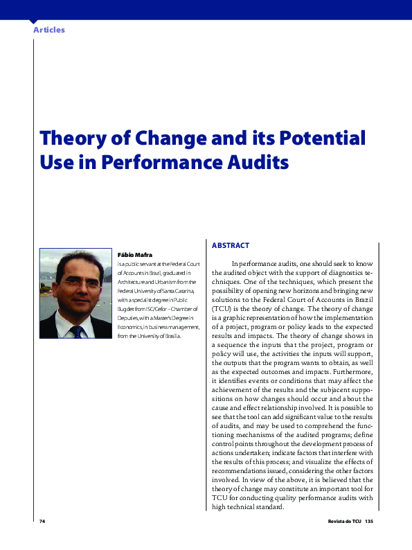(PDF) Theory of Change and its Potential Use in Performance Audits
