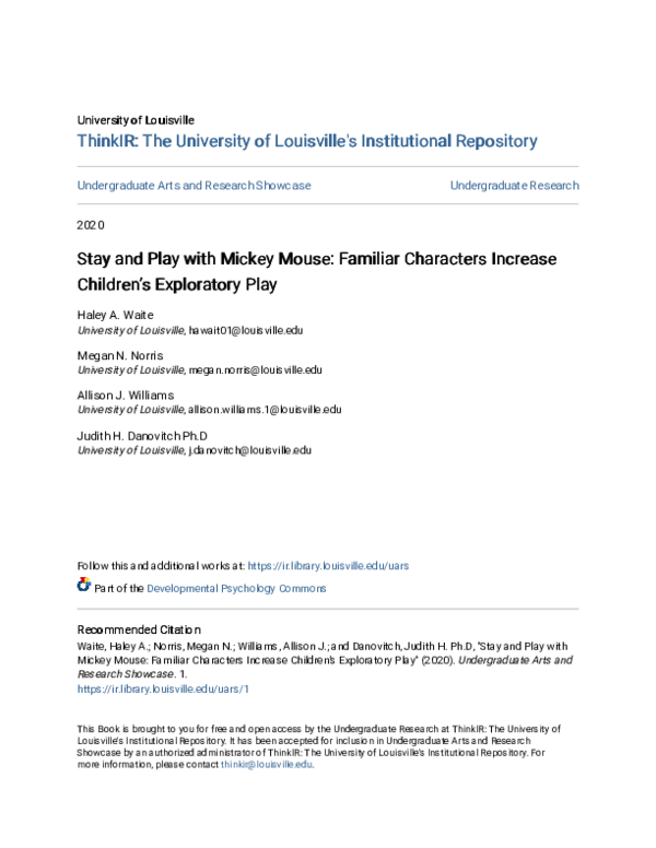 (PDF) Stay and Play with Mickey Mouse: Familiar Characters Increase ...