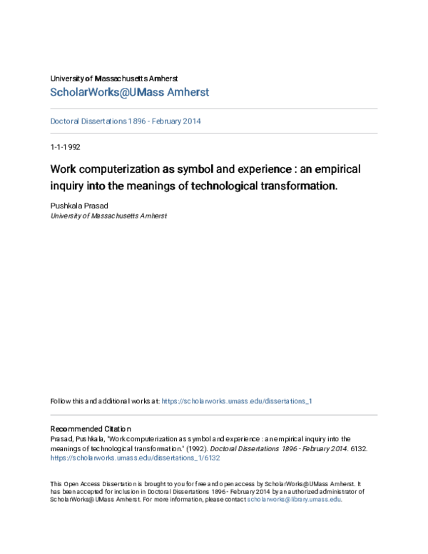 (PDF) Work computerization as symbol and experience: An empirical ...