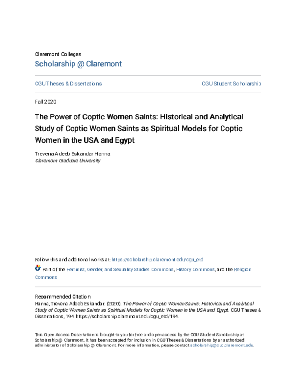 (PDF) The Power of Coptic Women Saints: Historical and Analytical Study ...