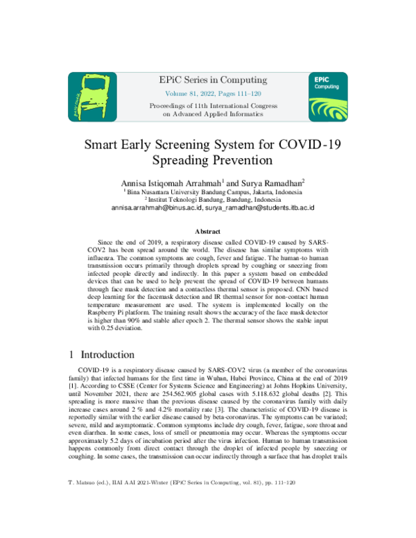 Smart Early Screening System for COVID-19 Spreading Prevention