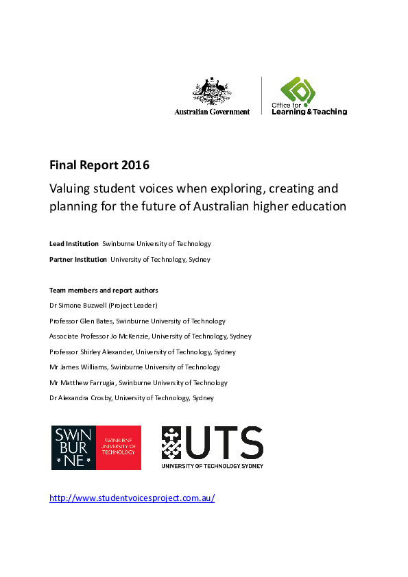(PDF) Valuing student voices when exploring, creating and planning for ...