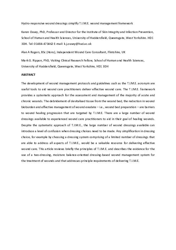 (PDF) Hydro-responsive wound dressings simplify T.I.M.E. wound ...