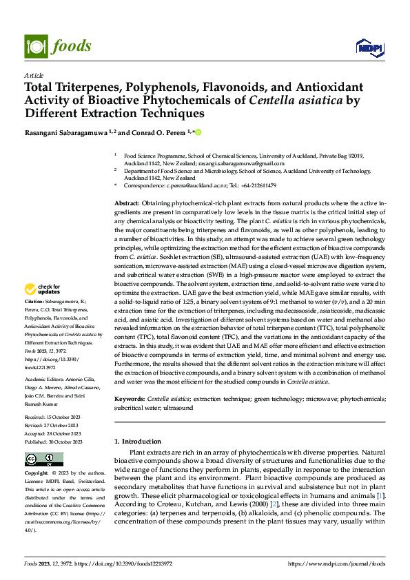 (PDF) Total Triterpenes, Polyphenols, Flavonoids, and Antioxidant Activity of Bioactive ...