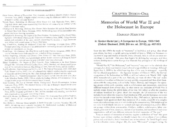 (PDF) Memories of World War II and the Holocaust in Europe