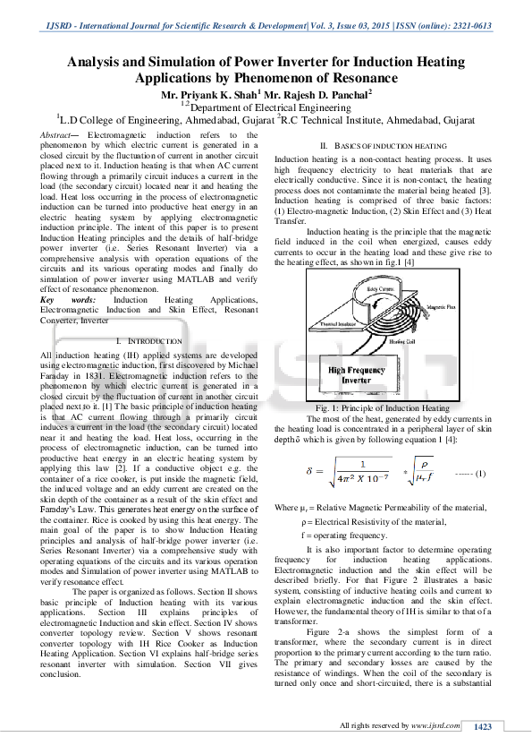 (PDF) Analysis and Simulation of Power Inverter for Induction Heating Applications by Phenomenon ...