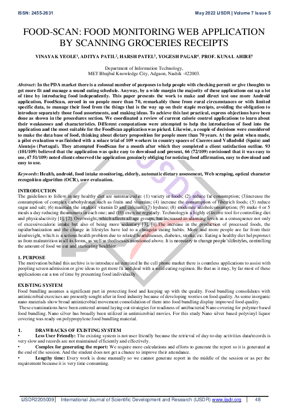 (PDF) FOOD-SCAN: FOOD MONITORING WEB APPLICATION BY SCANNING GROCERIES ...