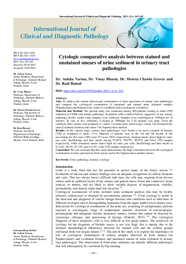 (PDF) Cytologic comparative analysis between stained and unstained ...
