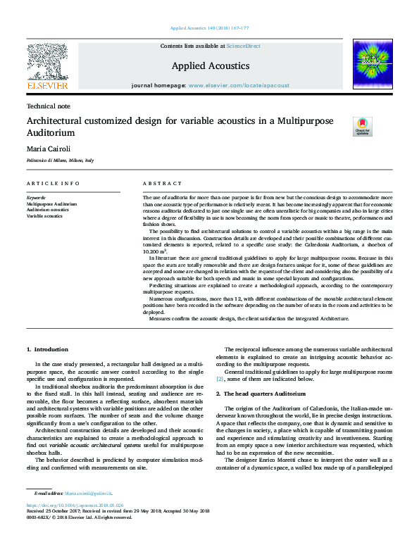 (PDF) Architectural customized design for variable acoustics in a ...
