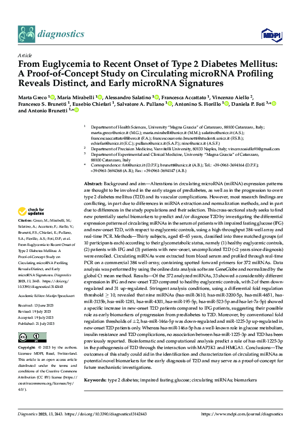 (PDF) From Euglycemia to Recent Onset of Type 2 Diabetes Mellitus: A ...