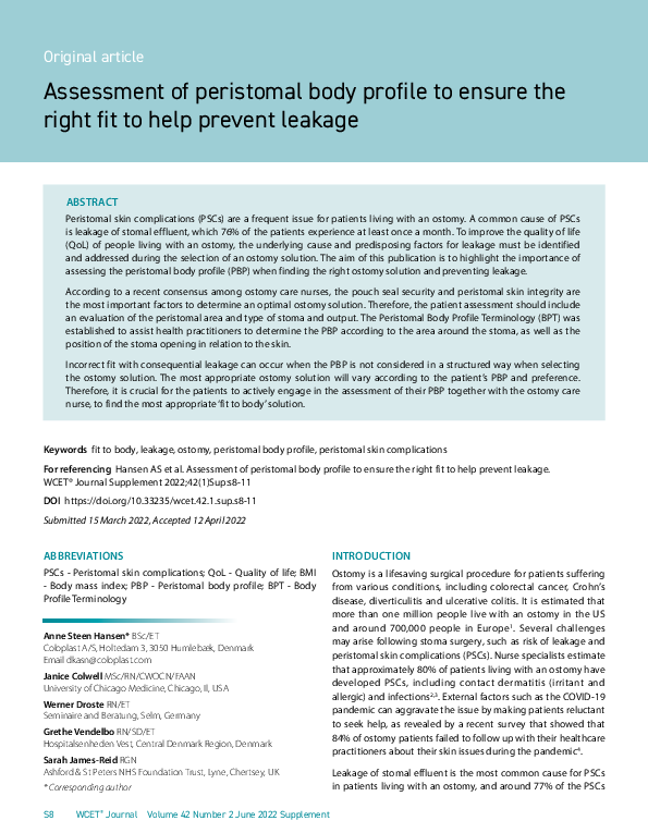(PDF) Assessment of peristomal body profile to ensure the right fit to ...