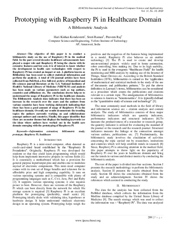 (PDF) Prototyping with Raspberry Pi in Healthcare Domain