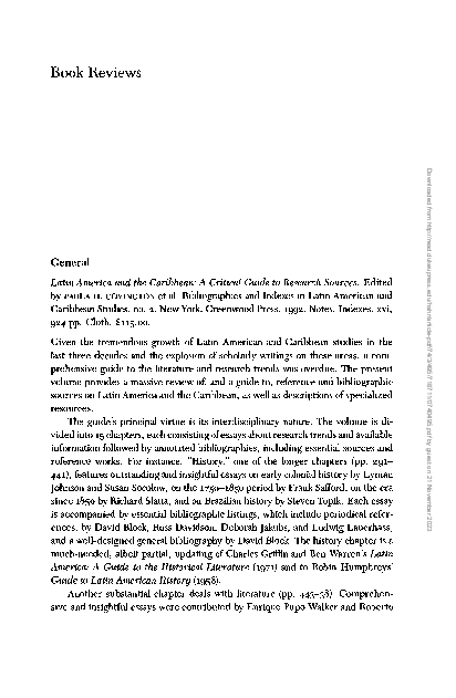 (PDF) Latin America and the Caribbean: A Critical Guide to Research Sources