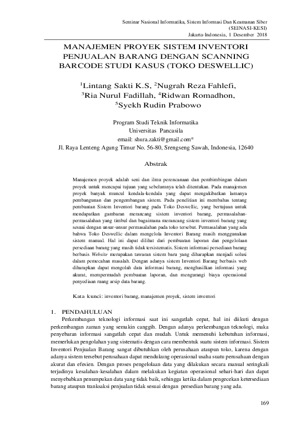 (PDF) Manajemen Proyek Sistem Inventori Penjualan Barang Dengan ...
