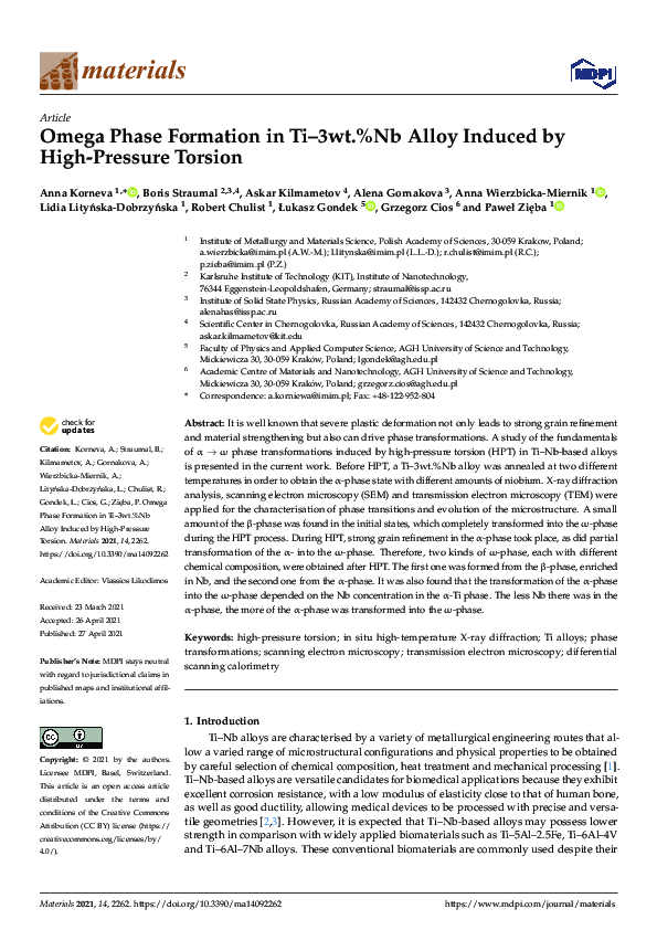 (PDF) Omega phase formation in ti–3wt