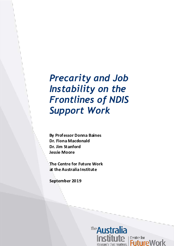 (PDF) Precarity and job instability on the frontlines of NDIS support work