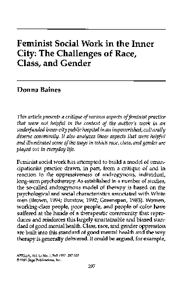 (PDF) Feminist Social Work in the Inner City: The Challenges of Race ...