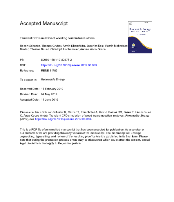 Pdf Transient Cfd Simulation Of Wood Log Combustion In Stoves
