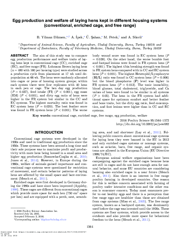 (PDF) Egg production and welfare of laying hens kept in different ...