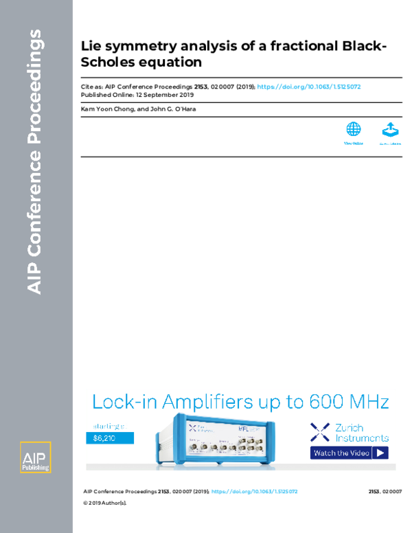(PDF) Lie symmetry analysis of a fractional Black-Scholes equation