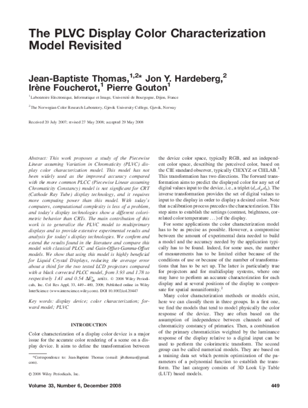 (PDF) The PLVC display color characterization model revisited