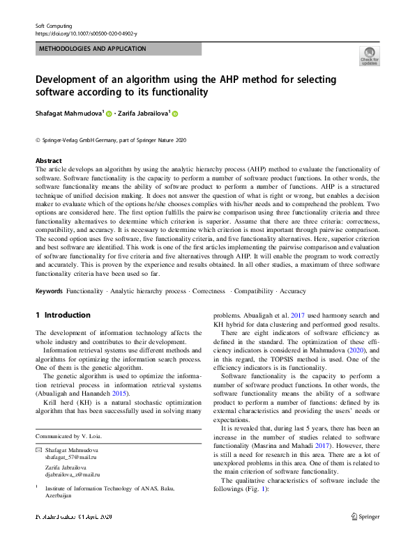 (PDF) Development of an algorithm using the AHP method for selecting ...