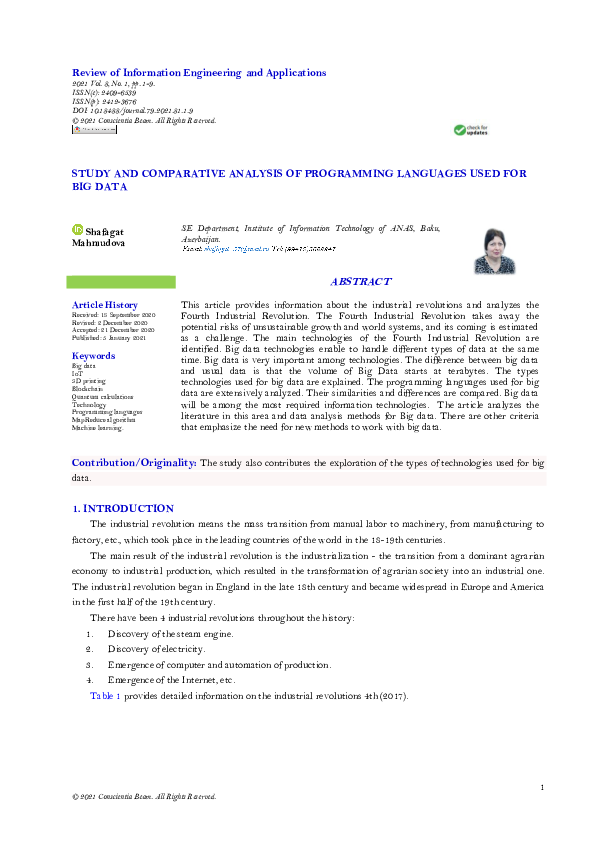 (PDF) Study and Comparative Analysis of Programming Languages Used for Big Data