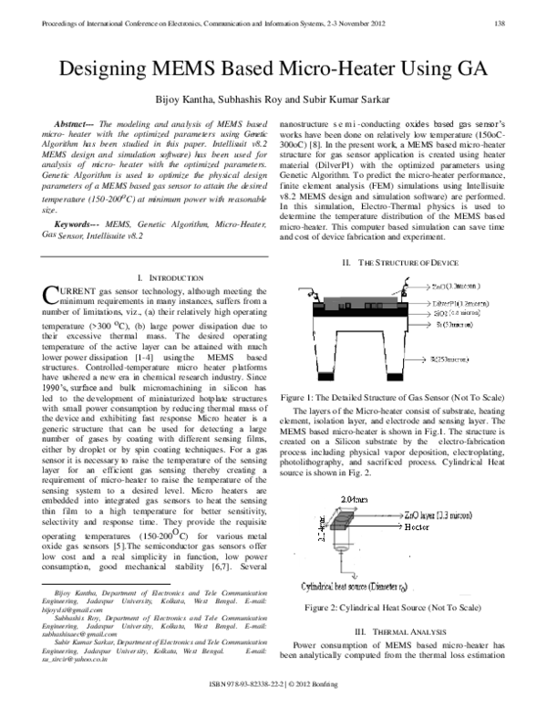 (PDF) Designing MEMS Based Micro-Heater Using GA