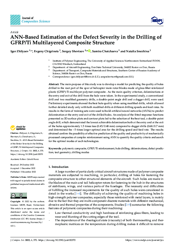 Pdf Ann Based Estimation Of The Defect Severity In The Drilling Of