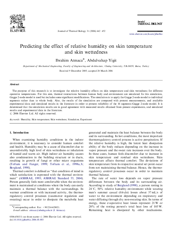 (PDF) Predicting the effect of relative humidity on skin temperature ...