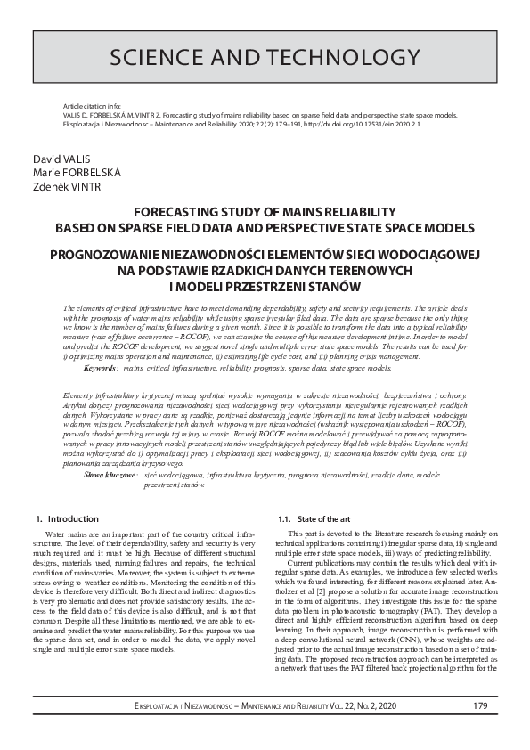 (PDF) Forecasting study of mains reliability based on sparse field data ...