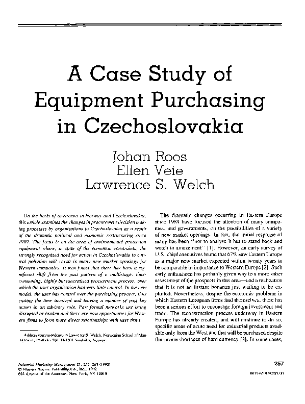 (PDF) A case study of equipment purchasing in Czechoslovakia