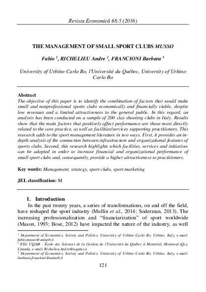 (PDF) The Management of Small Sport Clubs Musso