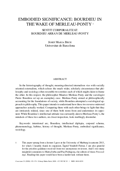 (PDF) Embodied Significance: Bourdieu in the Wake of Merleau-Ponty