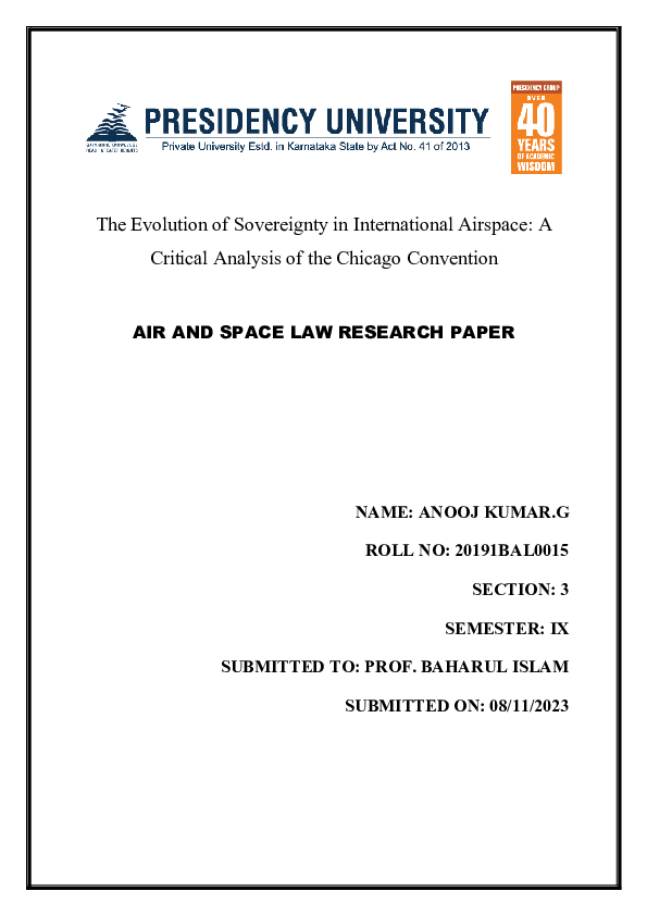 (DOC) The Evolution of Sovereignty in International Airspace A Critical ...