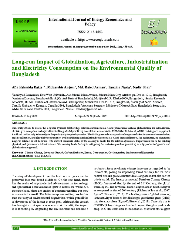 (PDF) Long-run Impact of Globalization, Agriculture, Industrialization ...