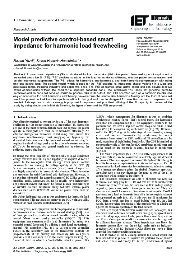 (PDF) Model predictive control‐based smart impedance for harmonic load freewheeling