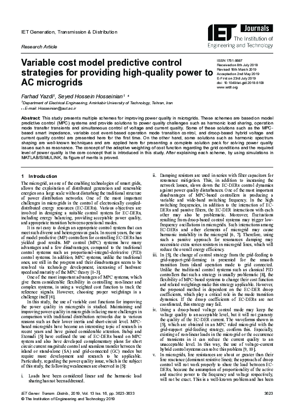 (PDF) Variable cost model predictive control strategies for providing high‐quality power to AC ...