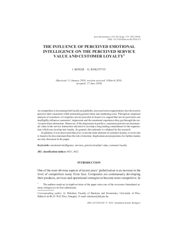 (PDF) The influence of perceived emotional intelligence on the ...