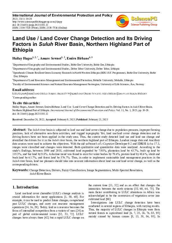 (PDF) Land Use / Land Cover Change Detection and Its Driving Factors in Suluh River Basin ...