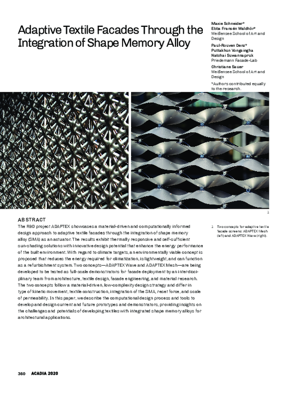 (PDF) Adaptive Textile Facades Through the Integration of Shape Memory ...