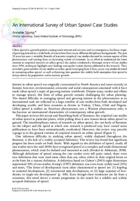(PDF) An International Survey of Urban Sprawl Case Studies