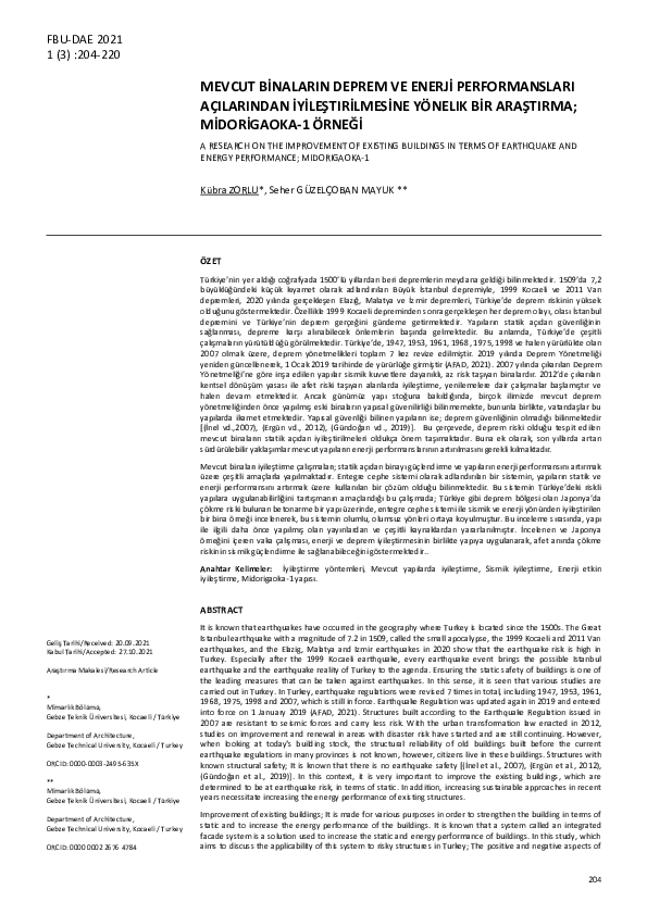 (PDF) Mevcut Bi̇nalarin Deprem Ve Enerji̇ Performanslari Açilarindan ...