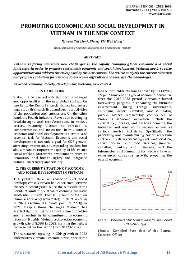 (PDF) PROMOTING ECONOMIC AND SOCIAL DEVELOPMENT IN VIETNAM IN THE NEW ...