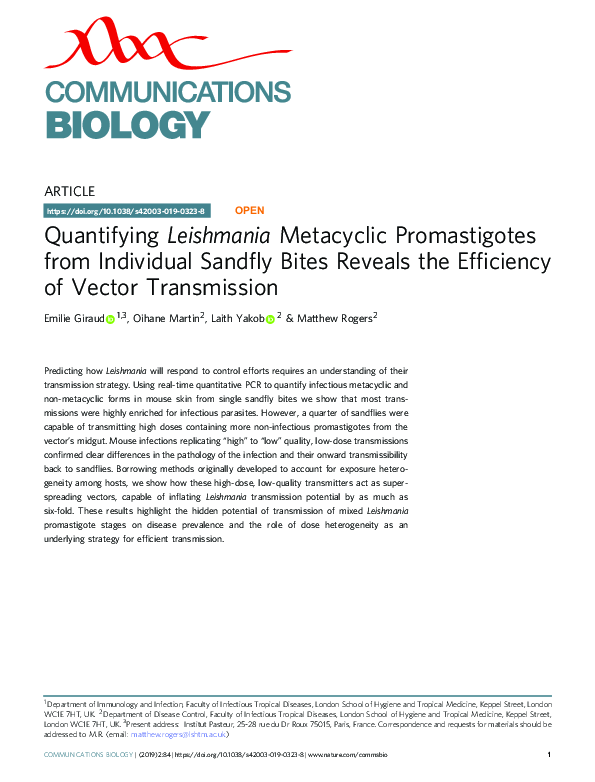 (PDF) Quantifying Leishmania Metacyclic Promastigotes from Individual ...